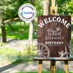 Editable Western Welcome Sign Country Birthday Party Rustic Wood ...