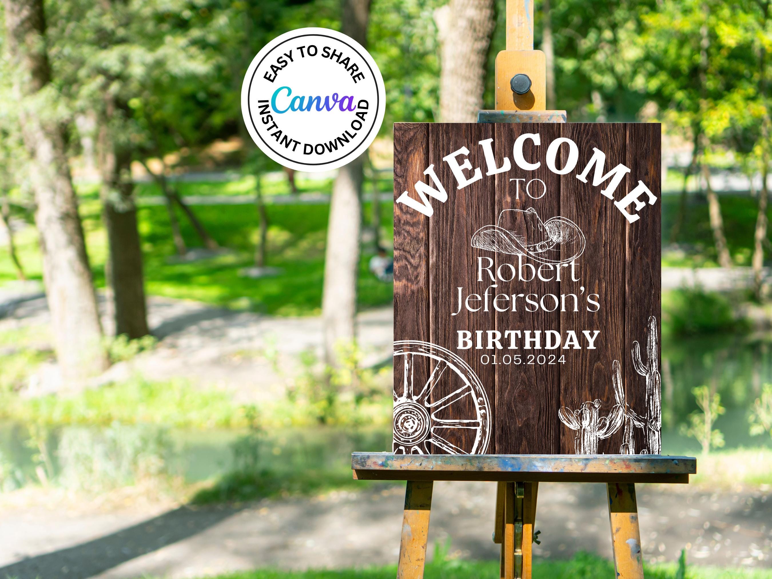 Editable Western Welcome Sign Country Birthday Party Rustic Wood ...