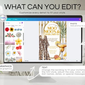 Moo Moos and Margaritas Invitation Digital Ladies Night Invite Glam ...