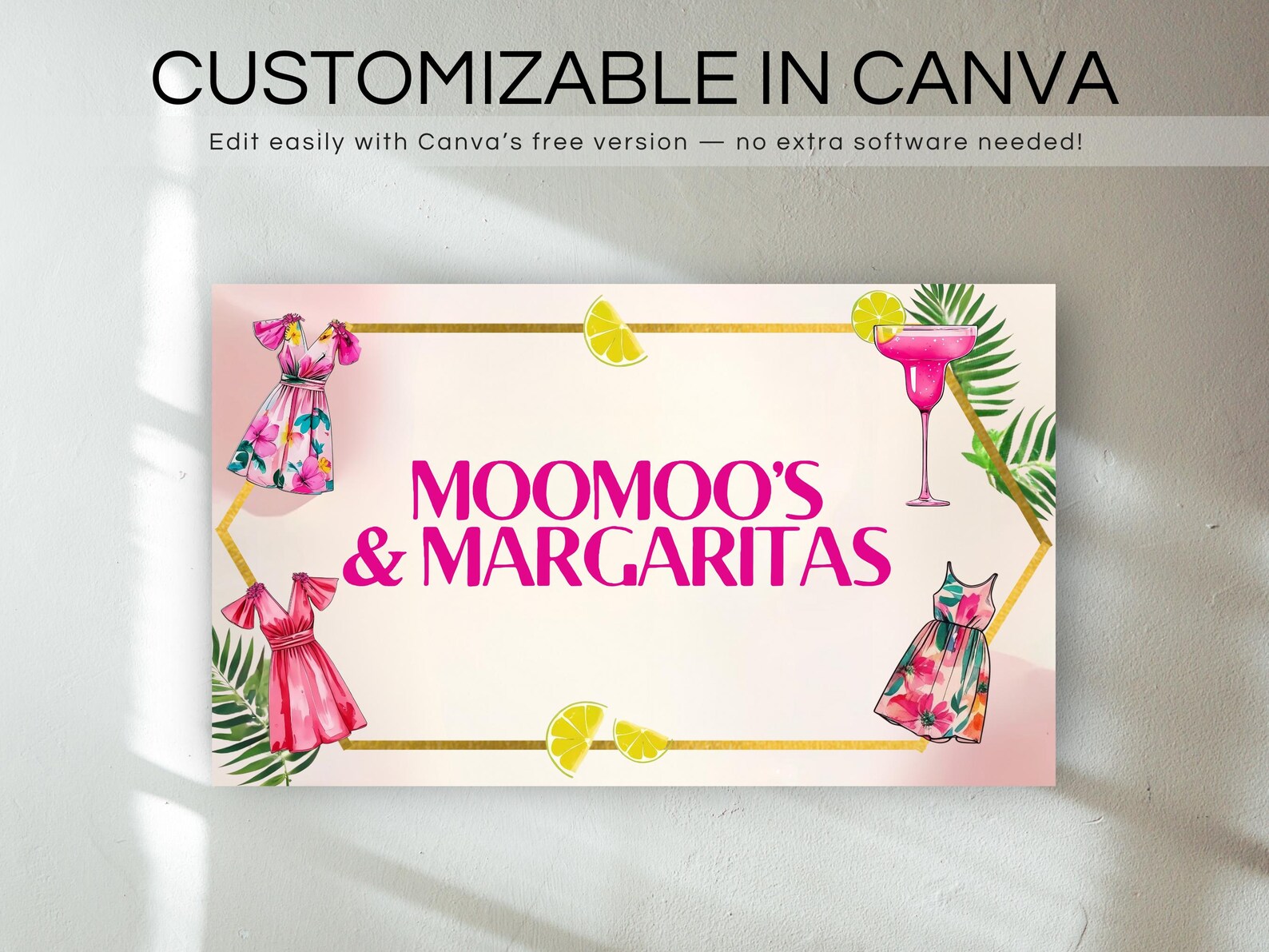 Moo Moos & Margaritas Banner Digital Moo Moo Party Decor Girl Night ...