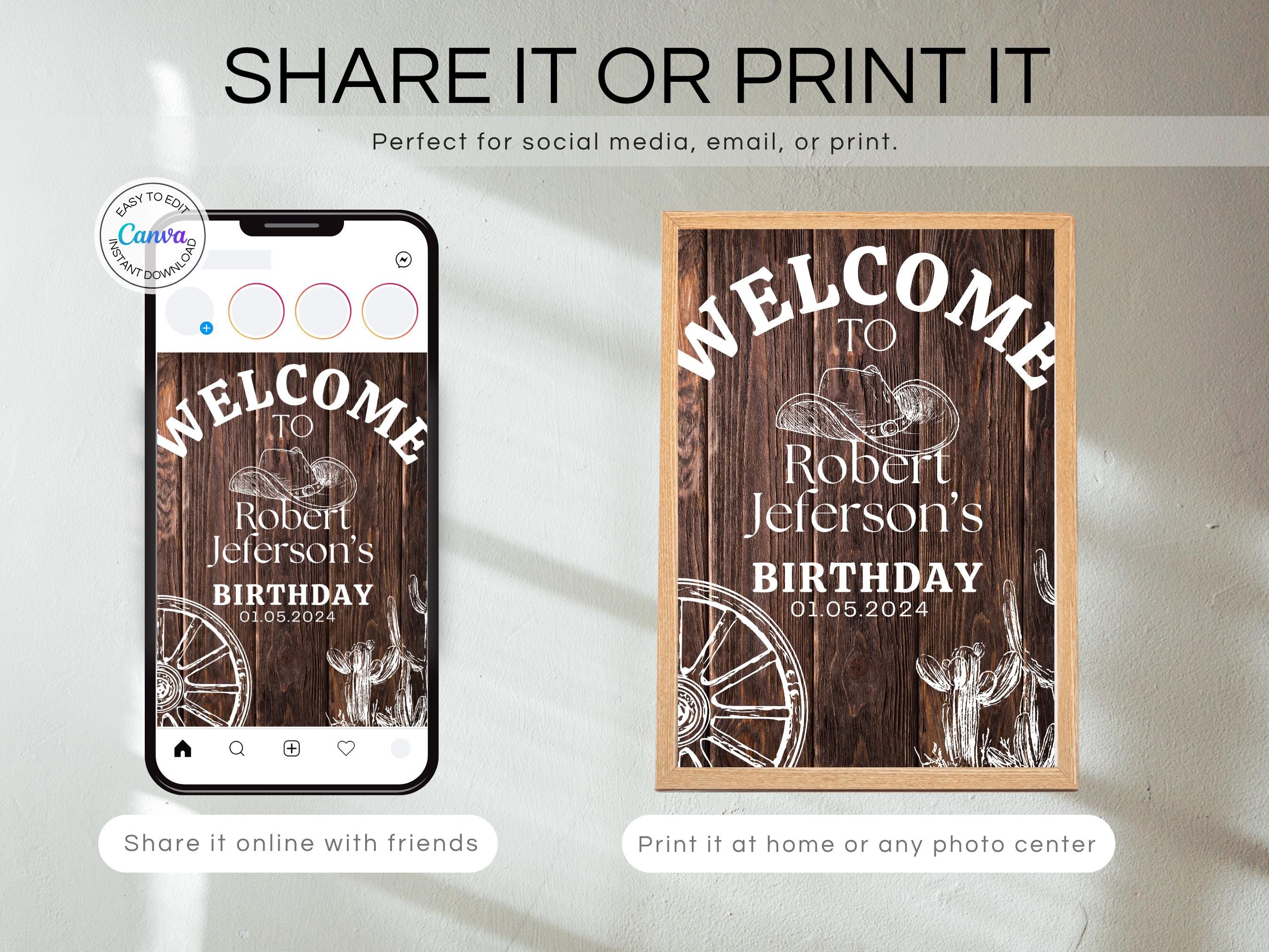 Editable Western Welcome Sign Country Birthday Party Rustic Wood ...