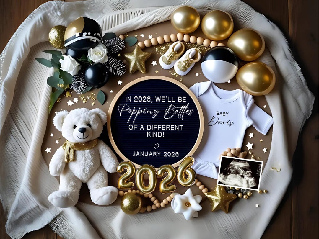2026 New Year Pregnancy Announcement Digital New Year Baby Announcement ...