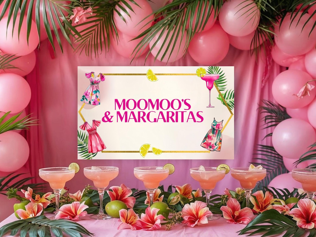 Moo Moos & Margaritas Banner Digital Moo Moo Party Decor Girl Night ...