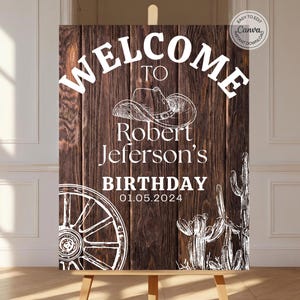Editable Western Welcome Sign Country Birthday Party Rustic Wood ...