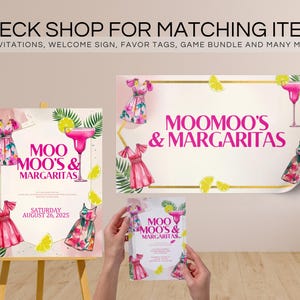 Moo Moos & Margaritas Banner Digital Moo Moo Party Decor Girl Night ...