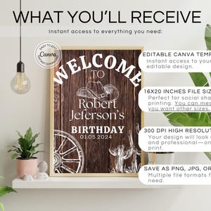 Editable Western Welcome Sign Country Birthday Party Rustic Wood ...