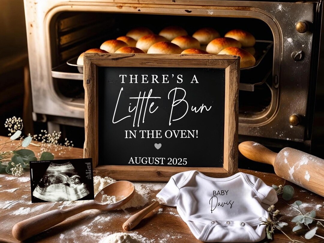 Bun in the Oven Pregnancy Announcement Digital Baking Pregnancy ...