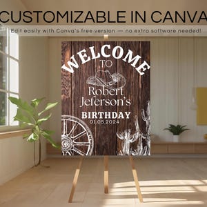 Editable Western Welcome Sign Country Birthday Party Rustic Wood ...