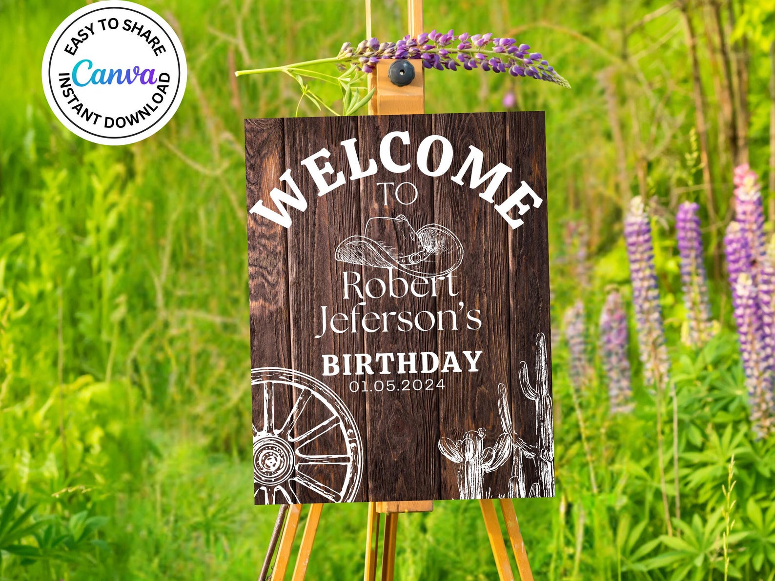 Editable Western Welcome Sign Country Birthday Party Rustic Wood ...