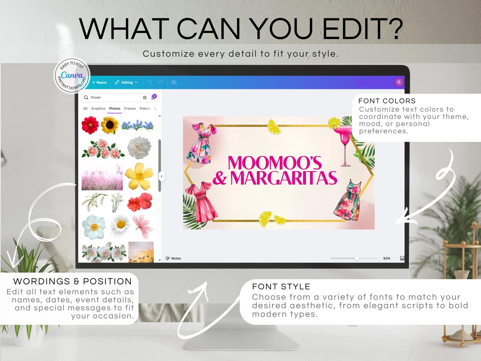 Moo Moos & Margaritas Banner Digital Moo Moo Party Decor Girl Night ...