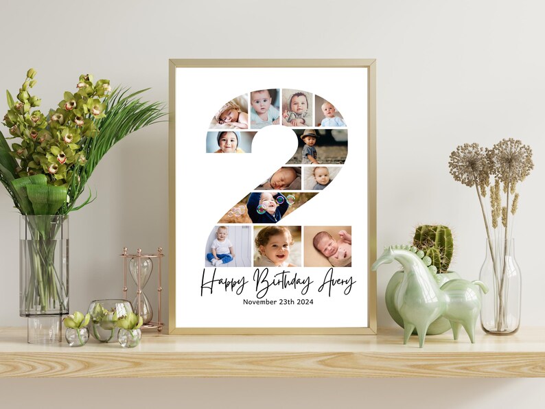 Editable 2nd Birthday Photo Poster Birthday Number 2 Photo Collage ...