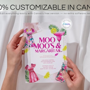 Moo Moos & Margaritas Invitation Digital Ladies Night Invite ...
