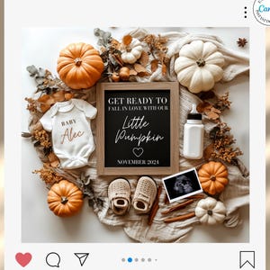 Fall Pregnancy Announcement Fall Baby Announcement Digital Autumn Baby ...