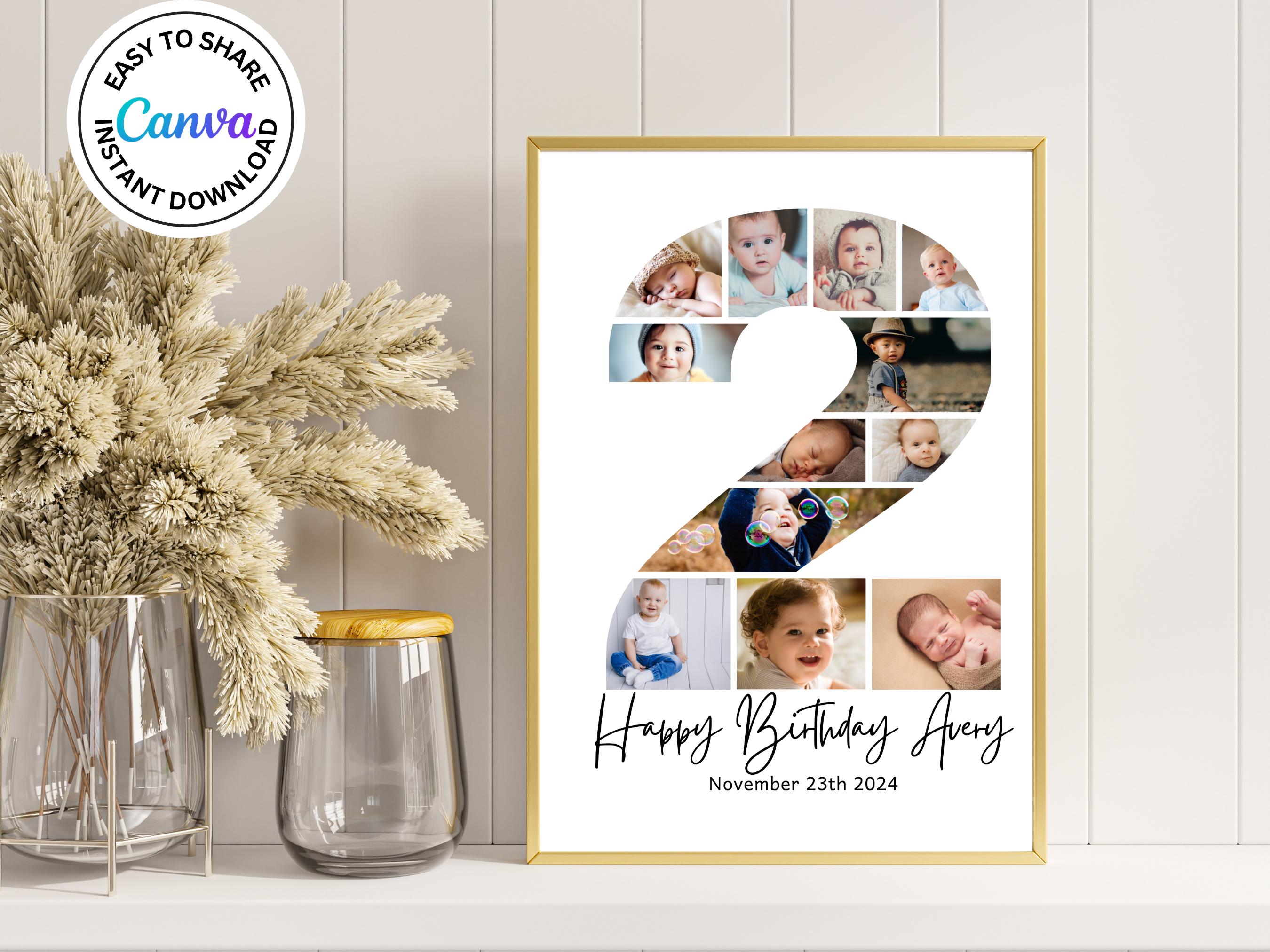 Editable 2nd Birthday Photo Poster Birthday Number 2 Photo Collage ...