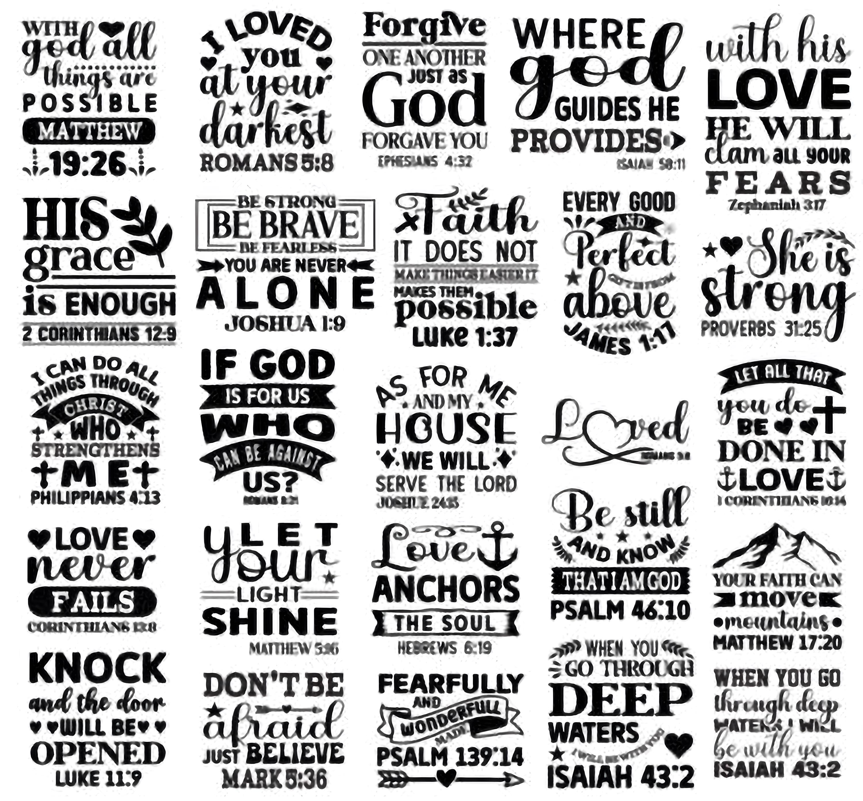 Scripture SVG Bundle, Christian SVG, Faith & Bible Verse Designs - Etsy