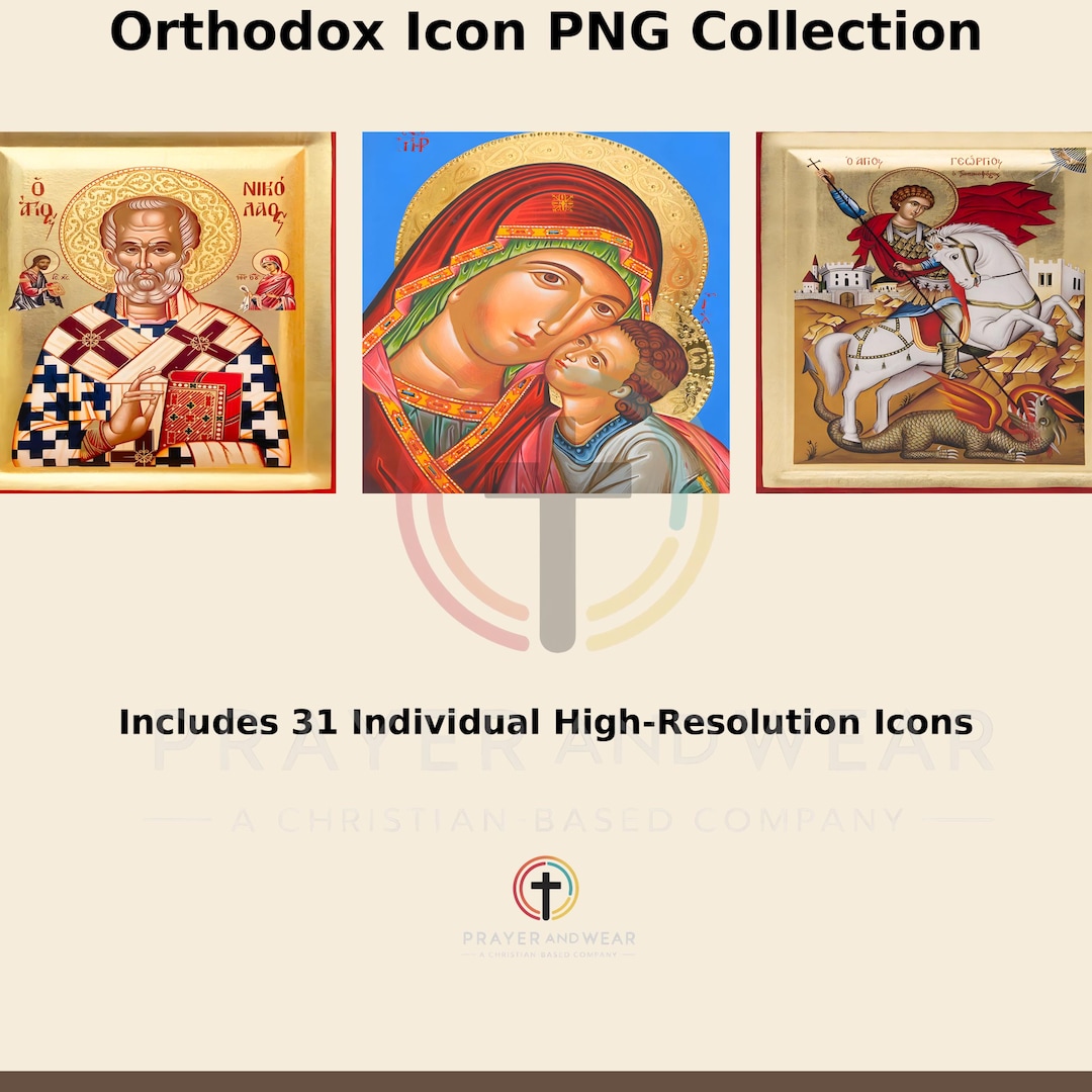 Orthodox Christian Icon Bundle: 31 Saints, Jesus, Virgin Mary Pngs ...