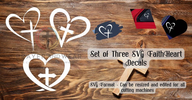 Faith Heart SVG Decal Set: Christian Cross (digital Download) - Etsy