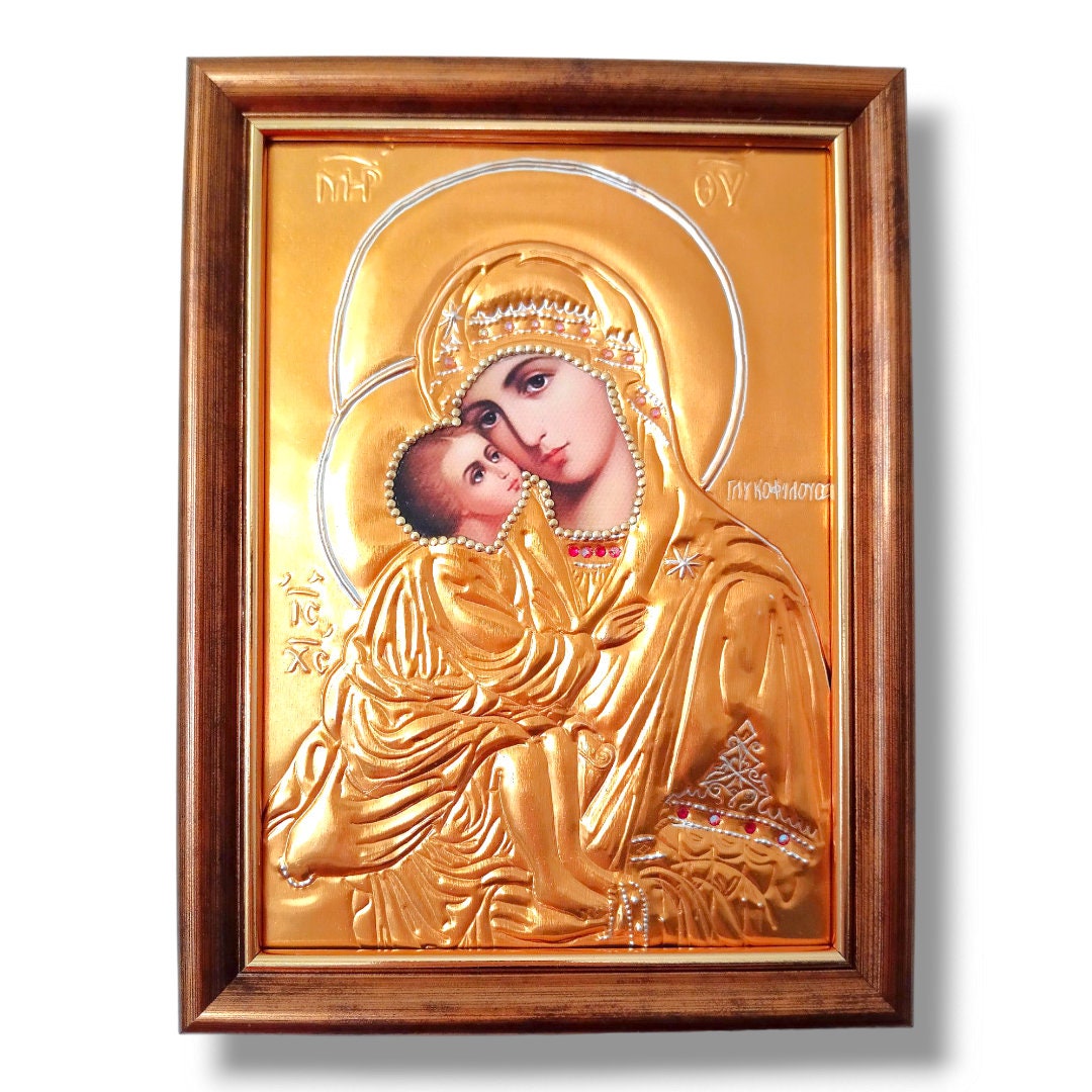 Mother of God-byzantine Orthodox Icon-glykofilousa-Παναγια Γλυκοφιλουσα ...