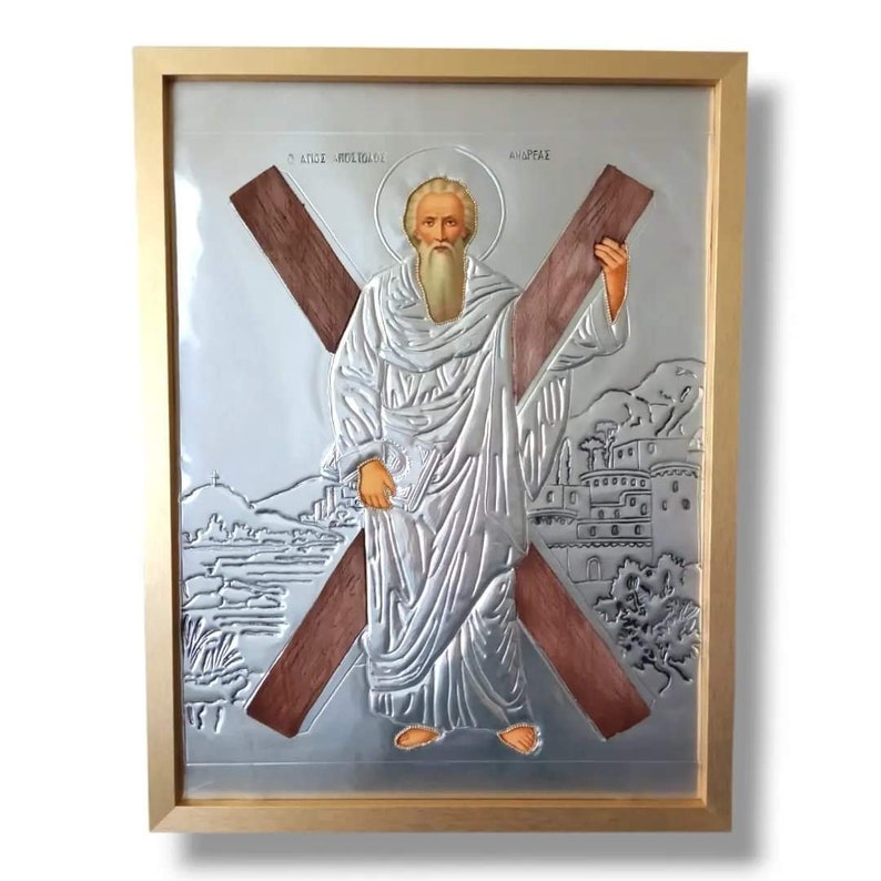 Handmade St. Andrew Icon: Greek Orthodox Byzantine Metal Embossed Art ...