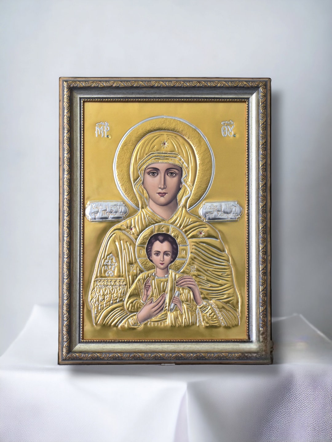 Virgin Mary Epakouousa Icon Holy Mary Icon Mother of Jesus Icon Greek ...