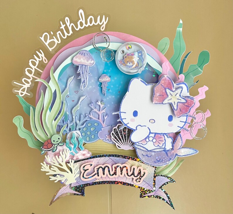 Pastel Kitty Mermaid Cake Topper - Etsy