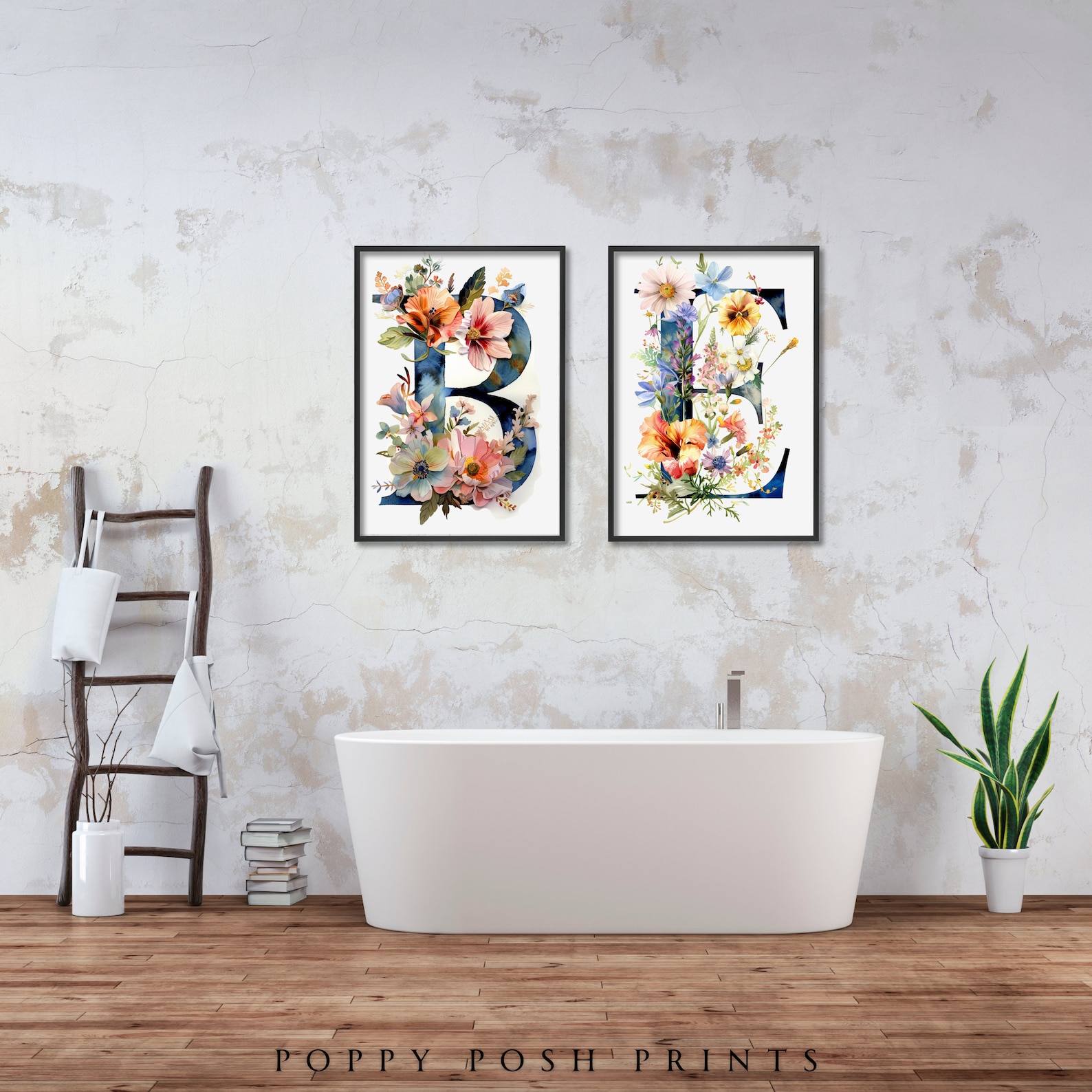 Monogram A - Floral Alphabet Letter Art Print - Unique Digital Wall ...