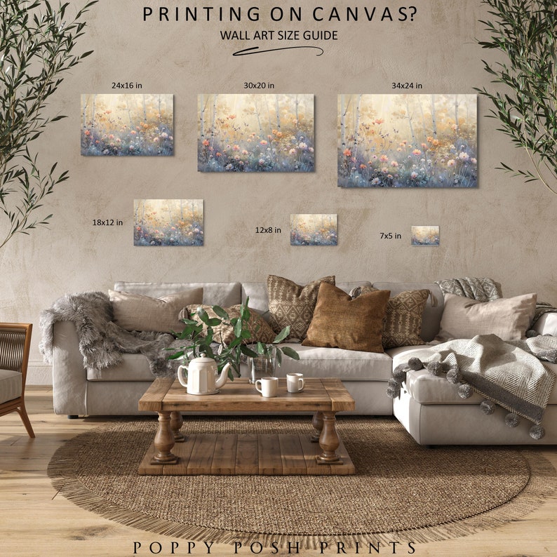 Enchanted Forest Light Rays Floral Wall Art, Nature Landscape Digital ...