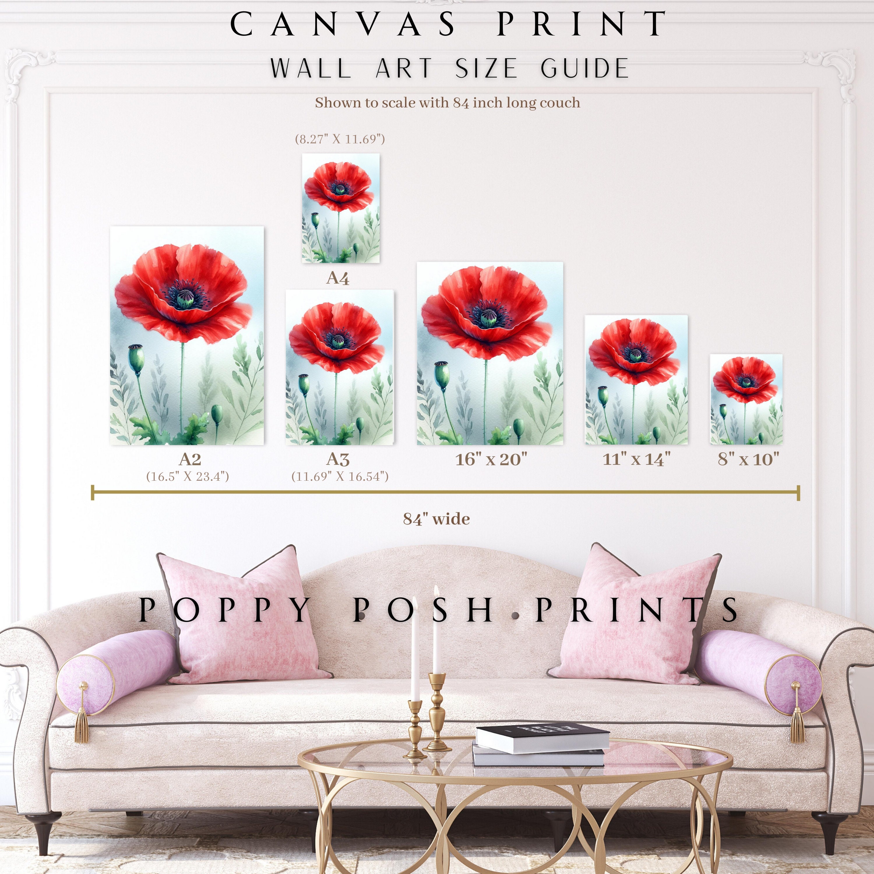 Red Poppy Watercolor Wall Art Botanical Red Poppy Floral Home Decor ...