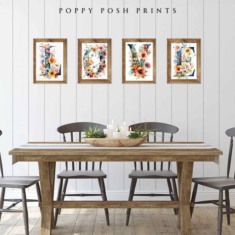 Floral Letter D Art Print: Watercolor Flower Alphabet (digital Download ...