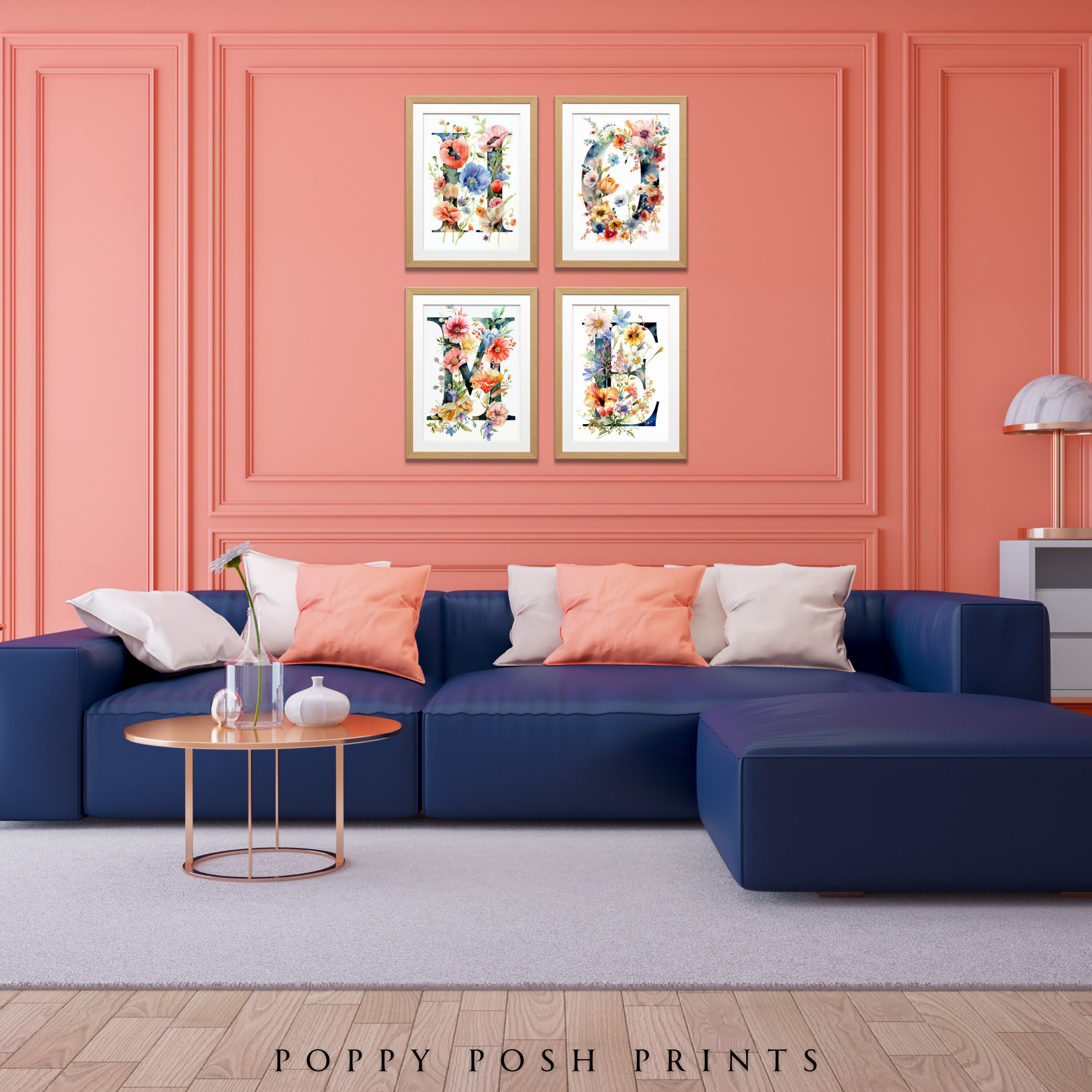 Monogram A - Floral Alphabet Letter Art Print - Unique Digital Wall ...