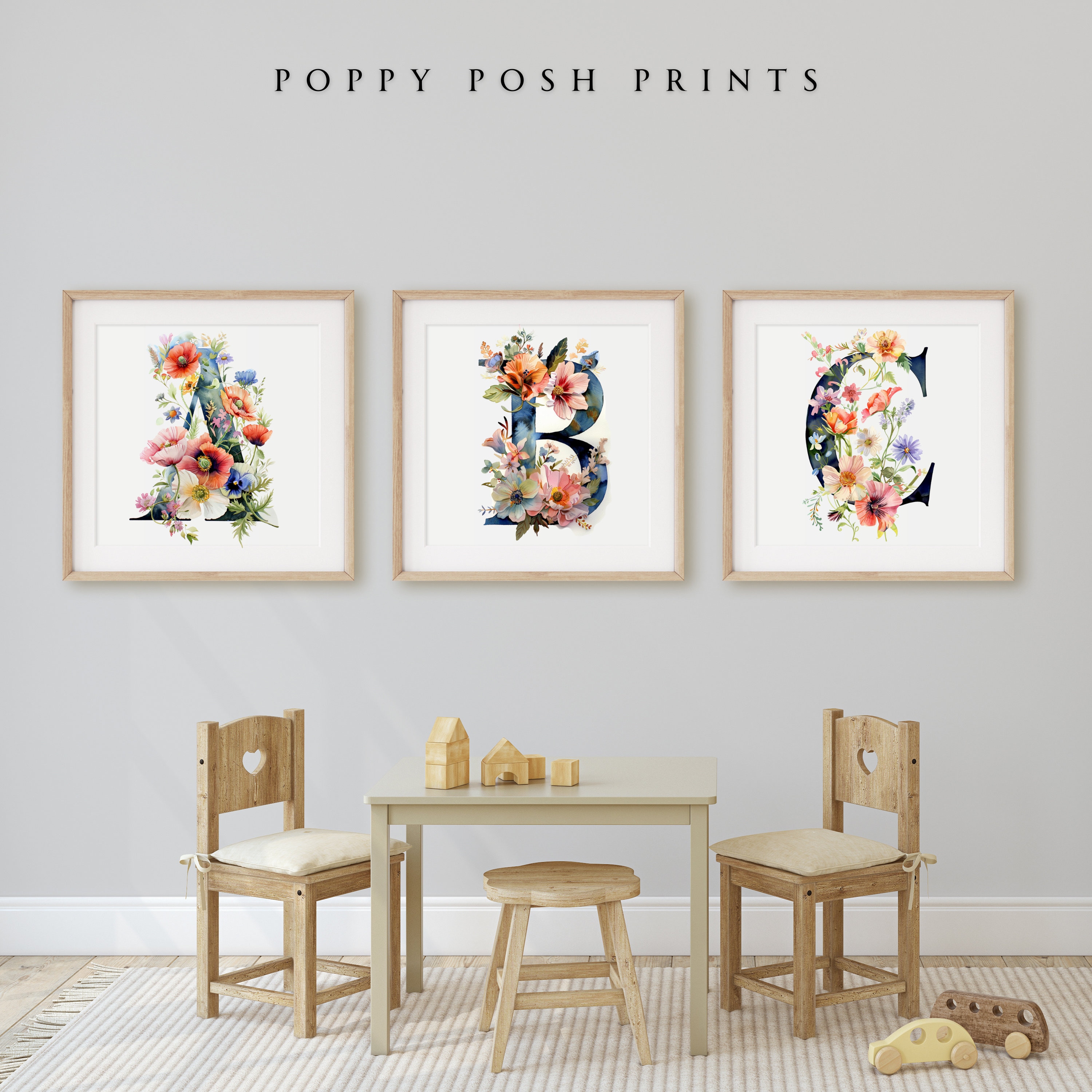 Monogram A - Floral Alphabet Letter Art Print - Unique Digital Wall ...