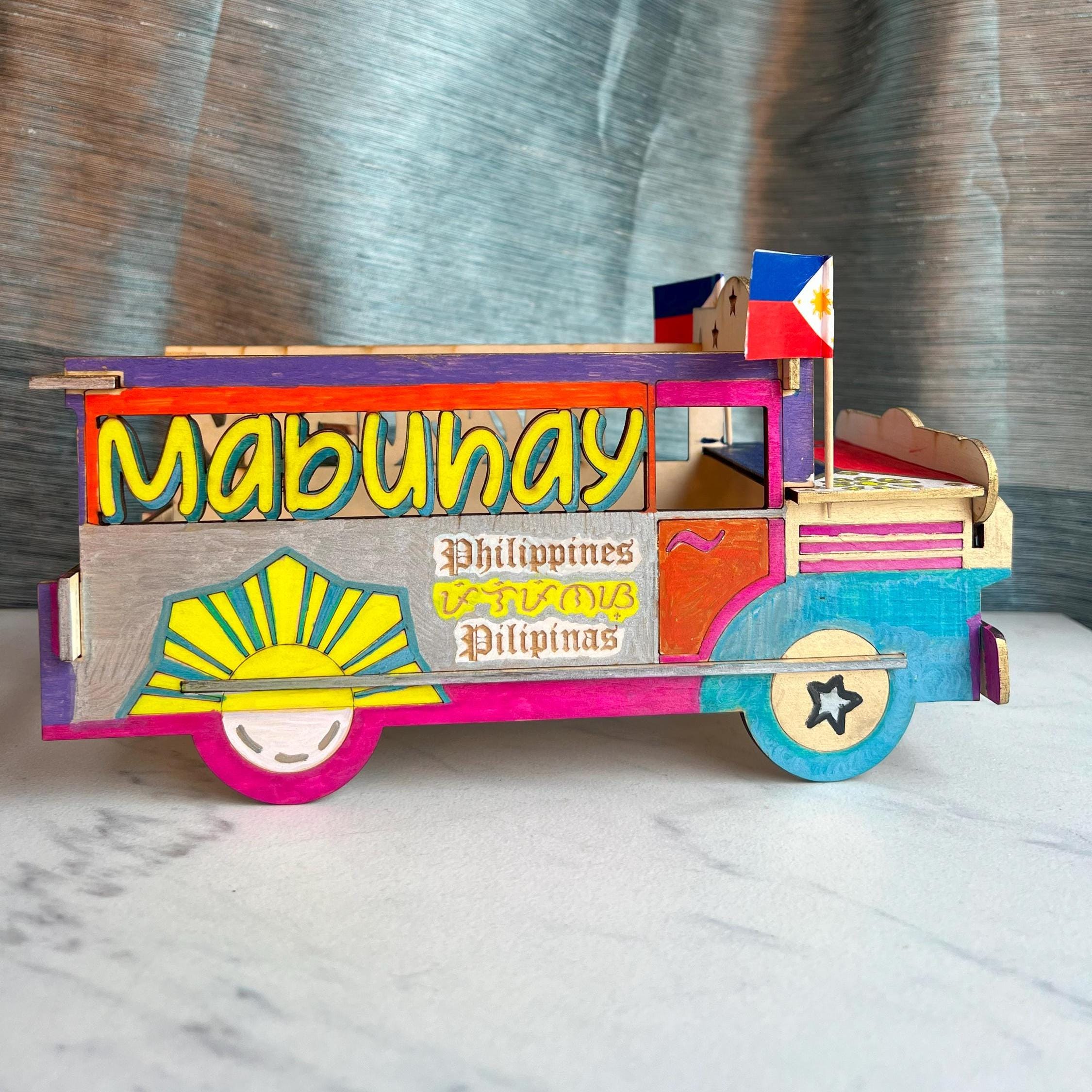 DIY Laser Cut Wooden Jeepney Puzzle Kit: Filipino Craft Project ...