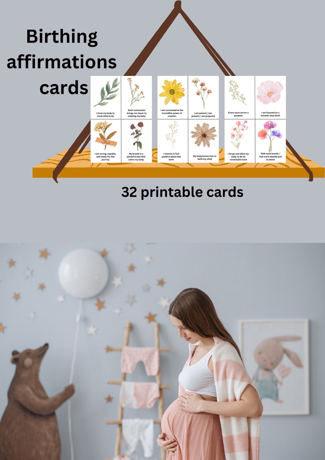 Birthing Affirmations Cards 32 Printable Cards Positive Birth Quotes ...