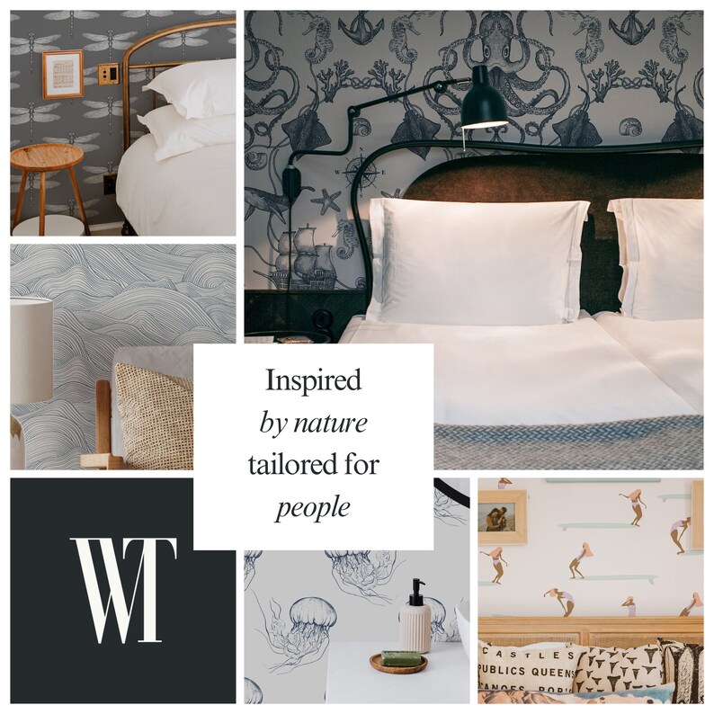 Abstract Navy Blue Shape Peel and Stick Removable Wallpaper, Cream ...