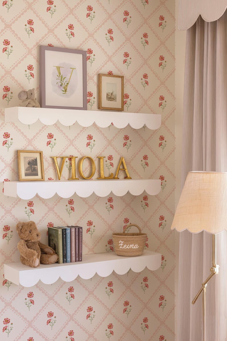 Pink Floral Tile Peel and Stick Removable Wallpaper – Cottagecore ...