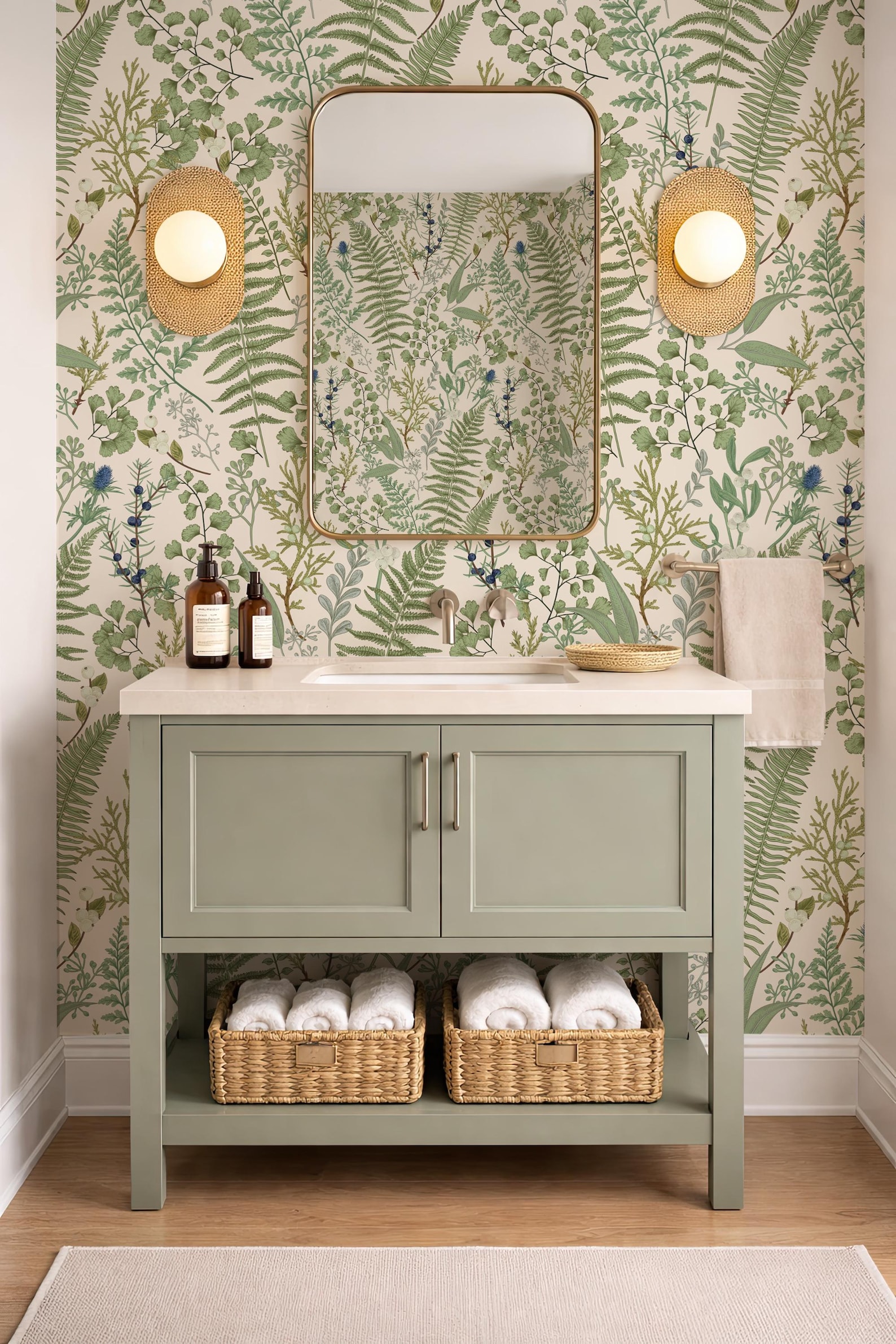 Antique Fern Cottage Peel and Stick Removable Wallpaper, Beige Bedroom ...