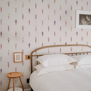 Swimming Retro Peel and Stick Wallpaper, Pool Swim Female Wallpaper ...