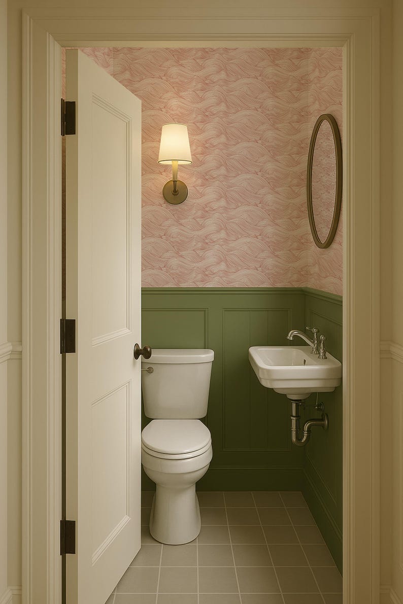 Orange Wave Peel and Stick Wallpaper: Coastal Nautical Self-adhesive ...