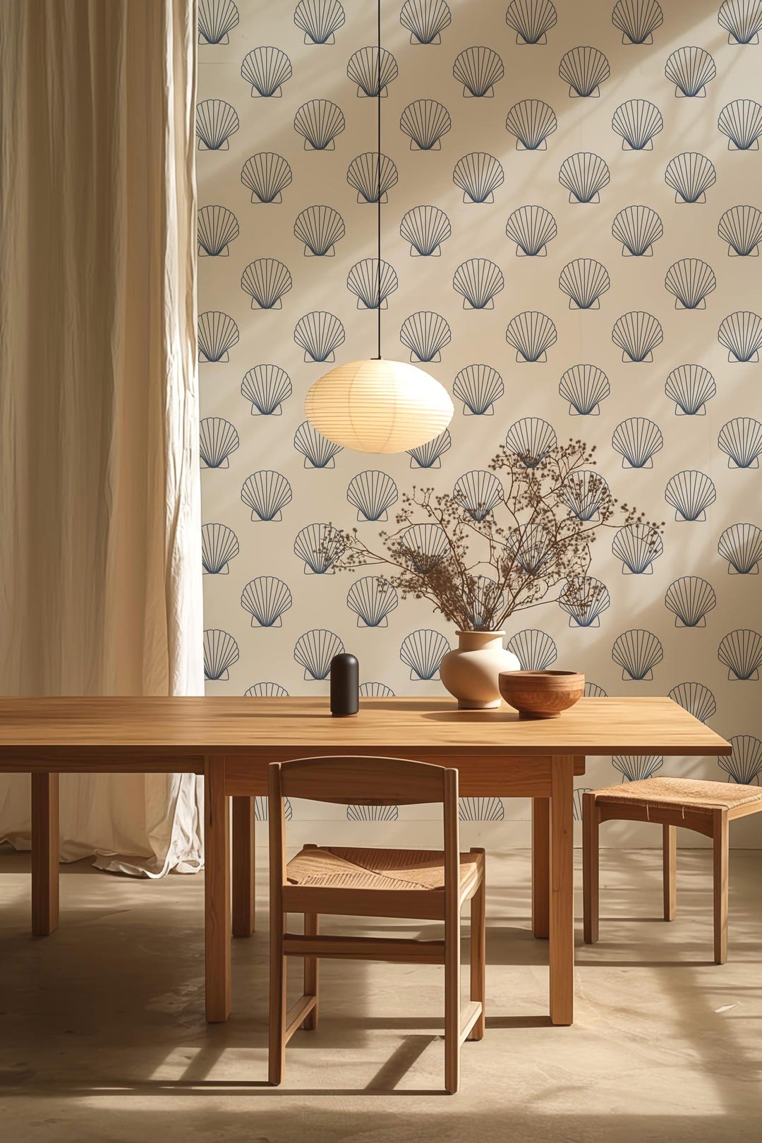 Coastal Shell Removable Wallpaper, Seaside Serenity, Removable Peel ...