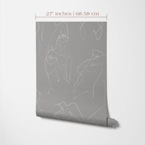 Modern Gray Female Body Peel-and-stick Removable Wallpaper, Gray Self ...