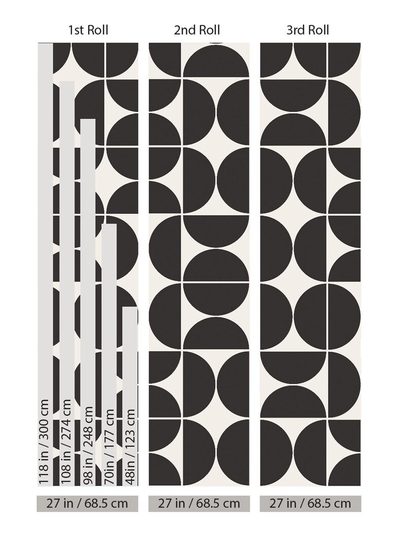 Abstract Dark Gray Round Shape Peel and Stick Removable Wallpaper ...