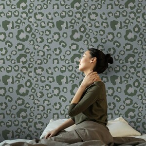 Green Modern Leopard Print Removable and Traditional Wallpaper, Leopard ...