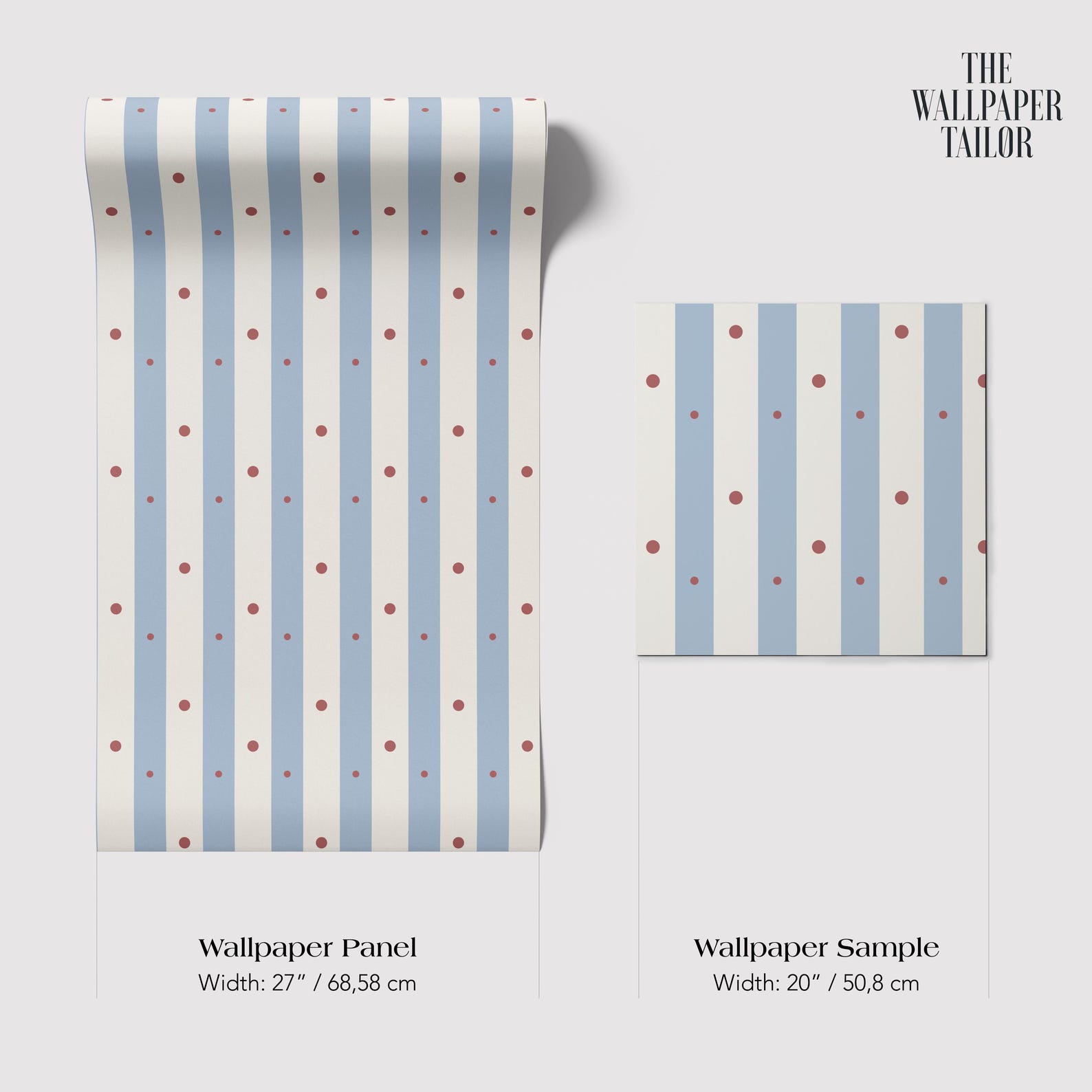 Blue Stripe & Red Dot Wallpaper, Classic Vertical Stripe Pattern ...