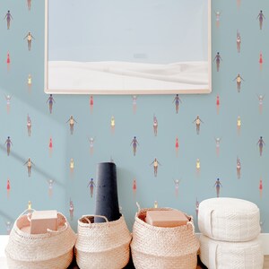 Swim Blue Peel and Stick Wallpaper, Pool Swimmers Female Wallpaper ...