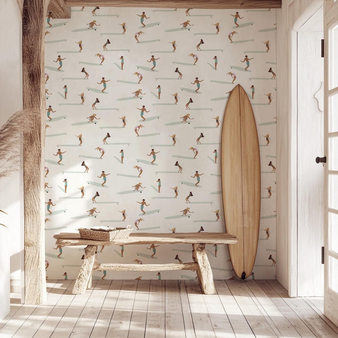 Surf Coastal Ocean Removable Peel and Stick Wallpaper, Beach House ...