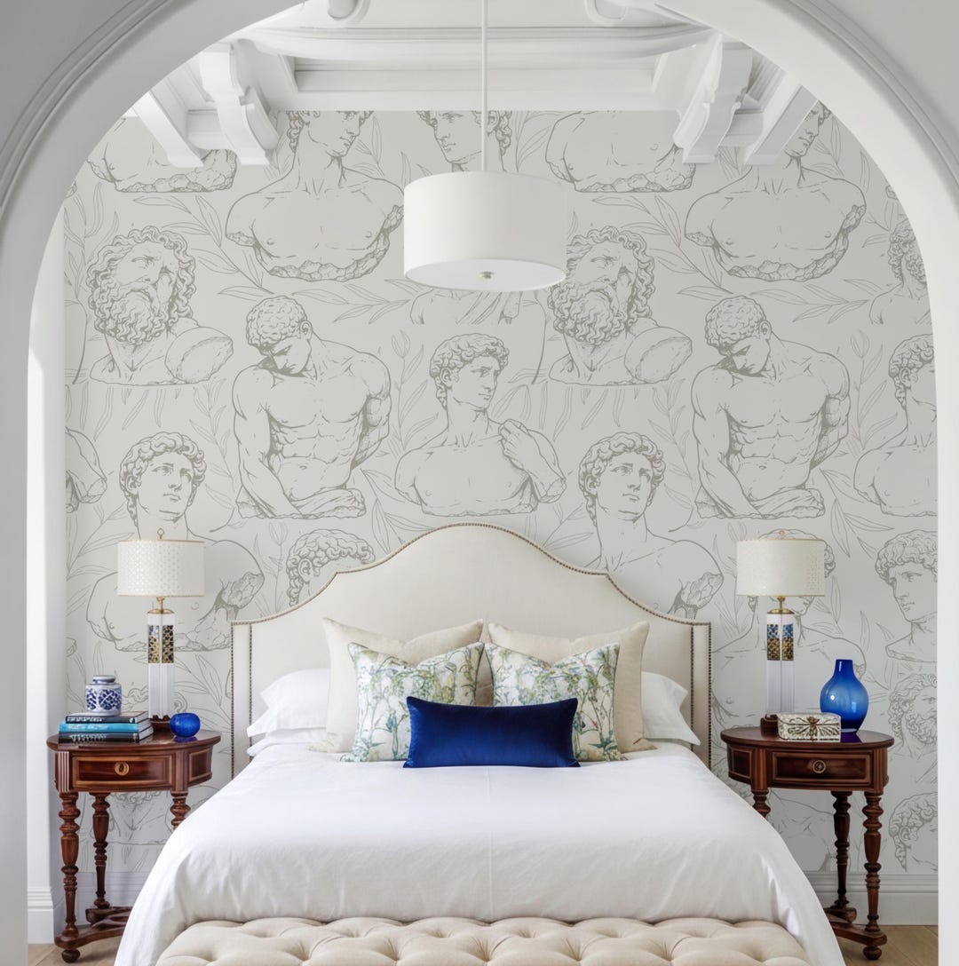 Classical Sculpture Wallpaper, Greco Roman Antique Male Mural, Peel ...