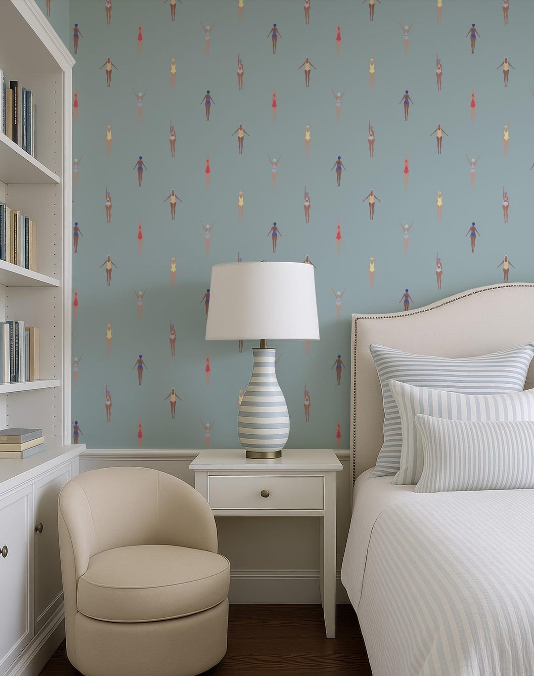 Swim Blue Peel and Stick Wallpaper, Pool Swimmers Female Wallpaper ...