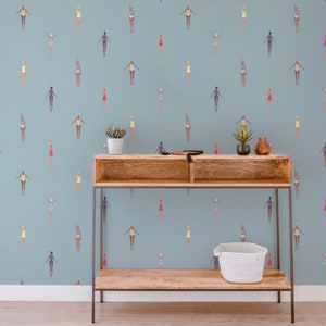 Swim Blue Peel and Stick Wallpaper, Pool Swimmers Female Wallpaper ...