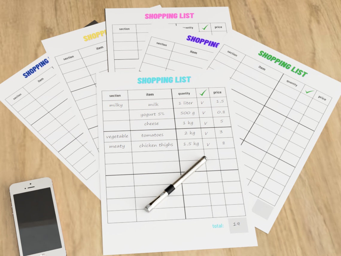 6 Printable Shopping Lists Template Grocery List, Reusable Shopping ...