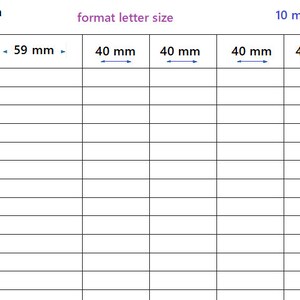 Printable Blank Table Fill In, With Date, Title and Page, Horizontal ...